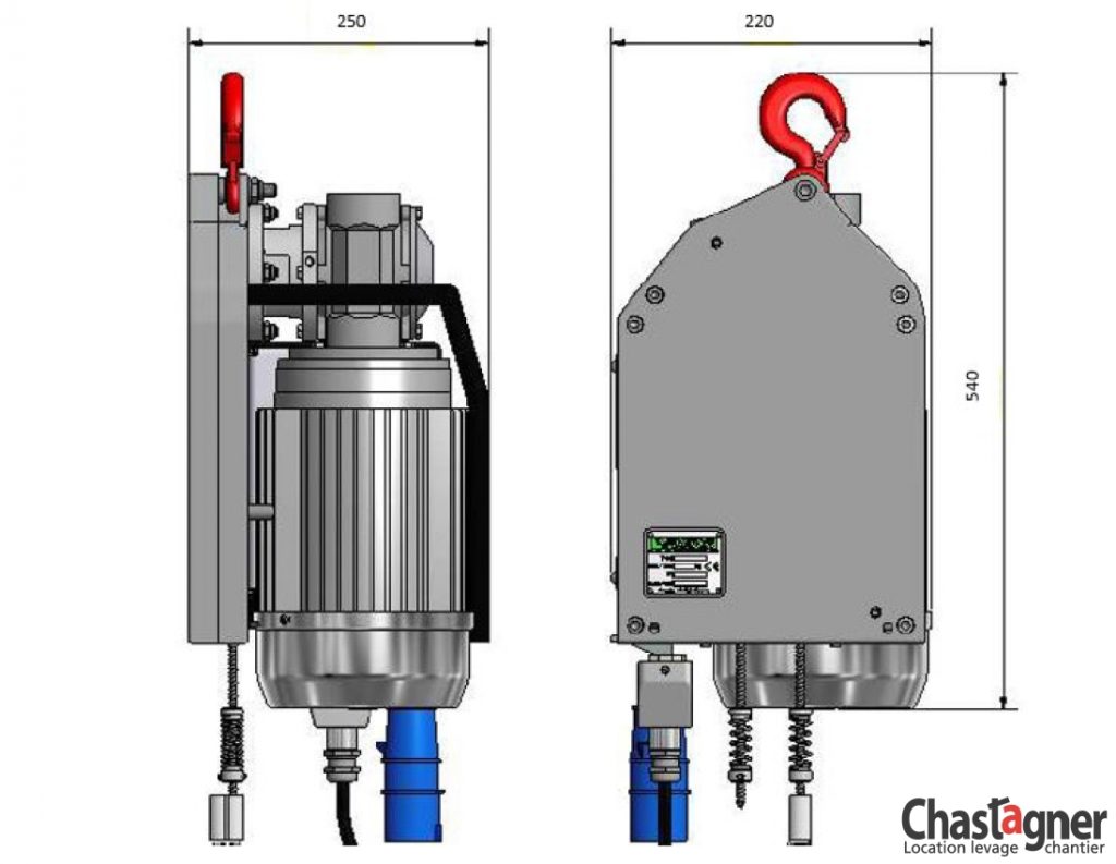 Treuil électrique à câble passant LM 90 kg - Chastagner